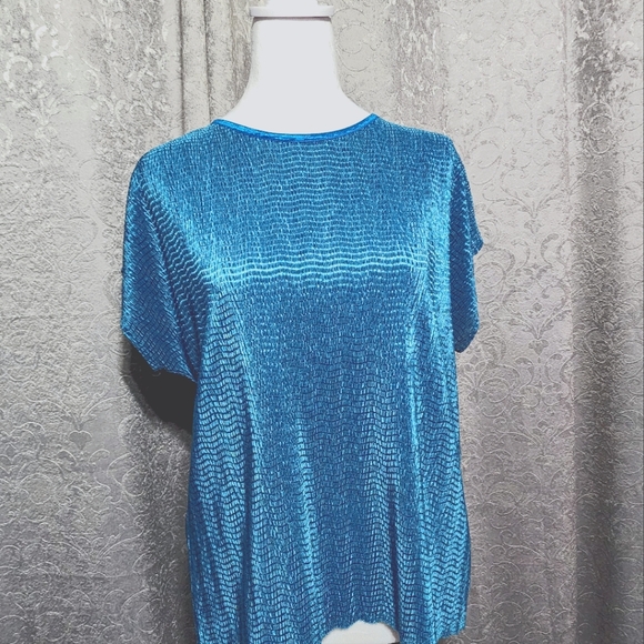 TanJay | Tops | Tanjay Crinkle Blouse Size Large Blue | Poshmark